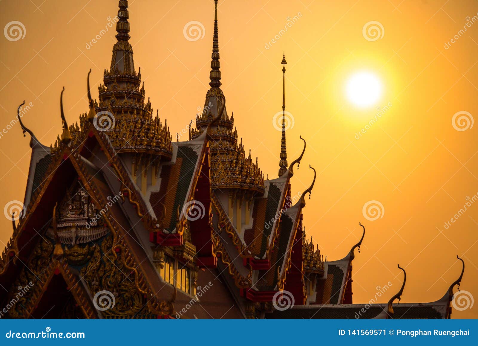 Temple with sunset stock image. Image of buddhism, background - 141569571