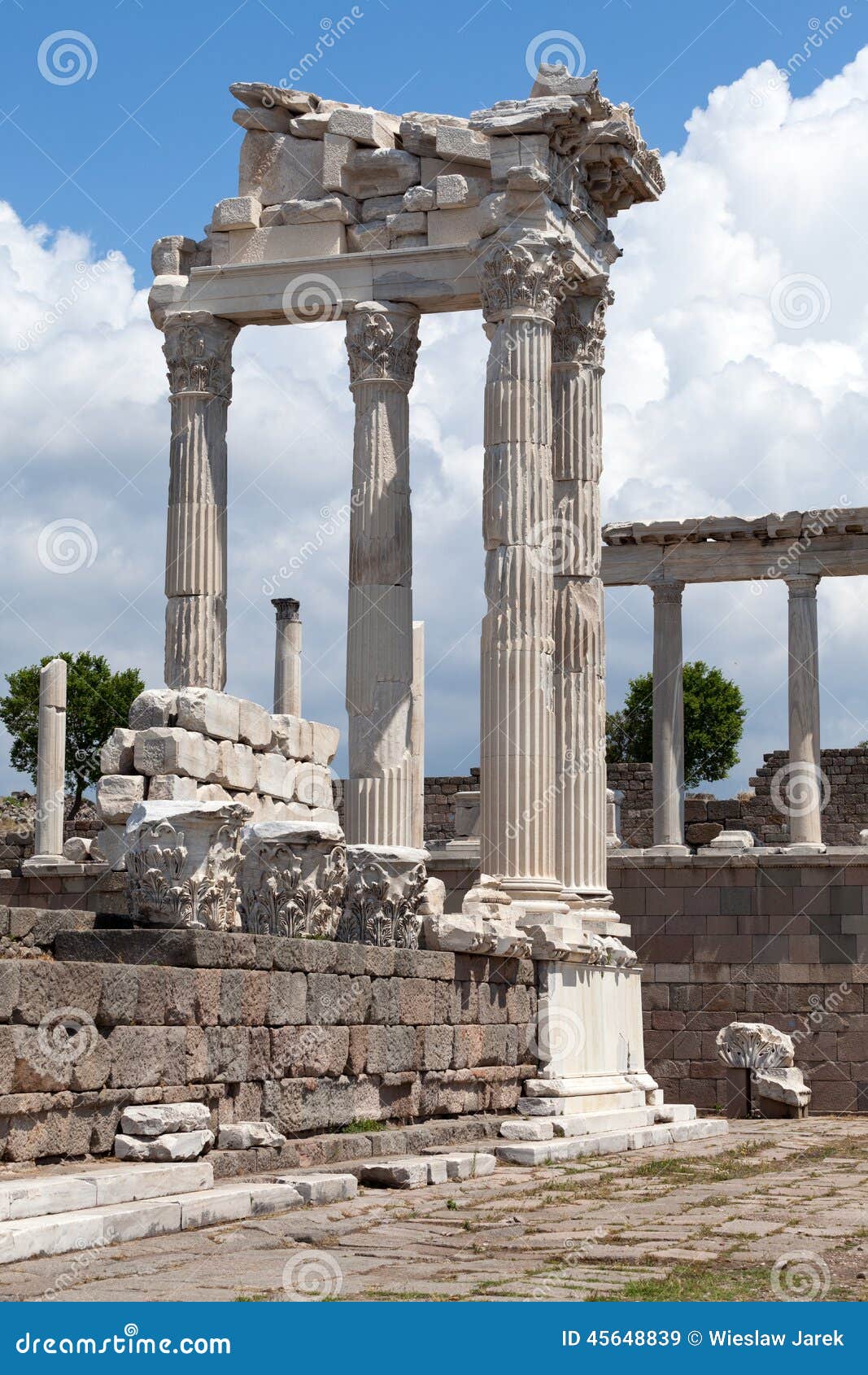 Temple of Trajan at Acropolis Stock Image - Image of landmark, pergamum ...