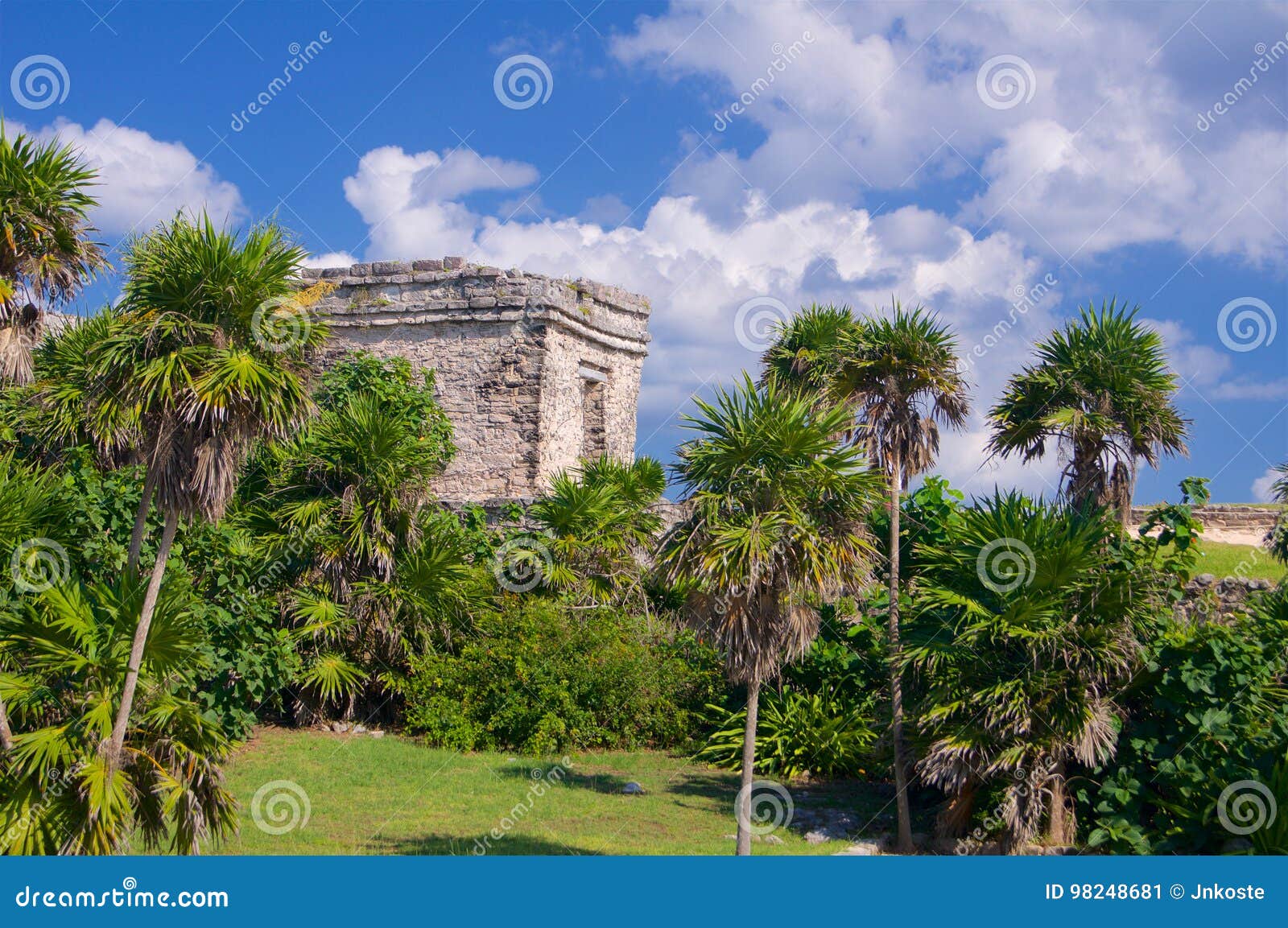 Temple in Tulum with a Garden in Mexico Stock Image - Image of plant ...