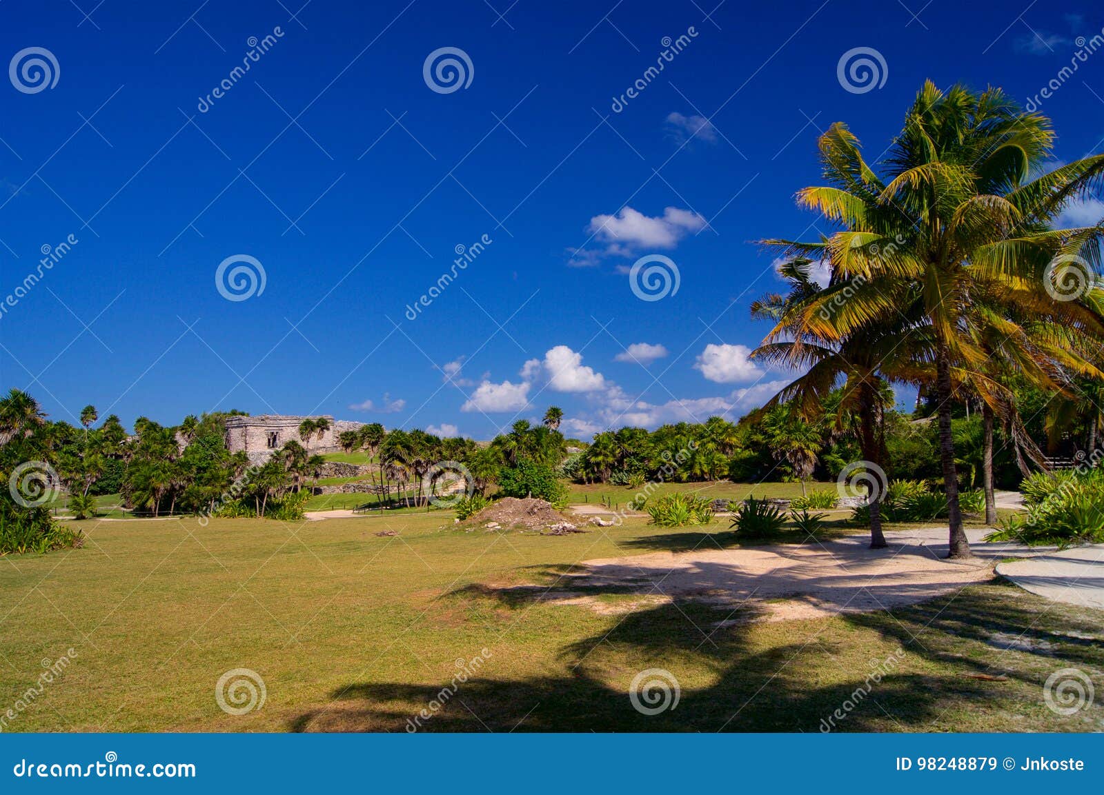 Temple in Tulum with a Garden in Mexico Stock Image - Image of field ...