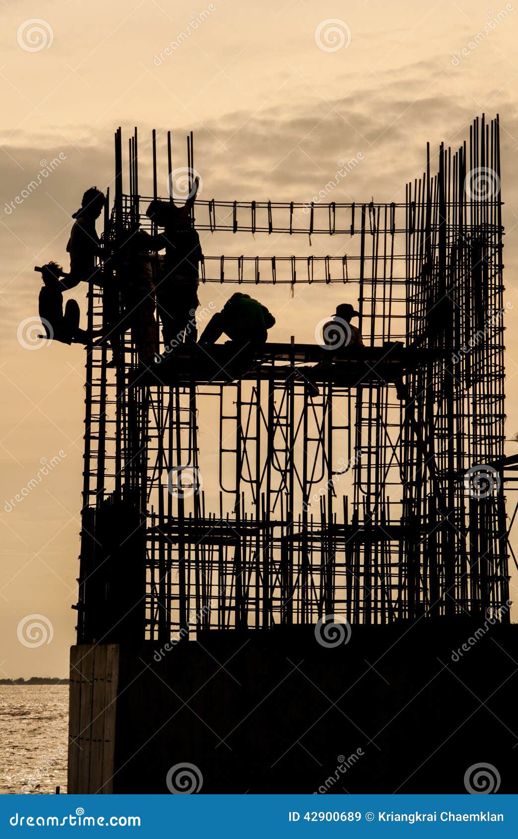 Temple Under Construction with Workers Near Mangrove Forest Stock Image ...