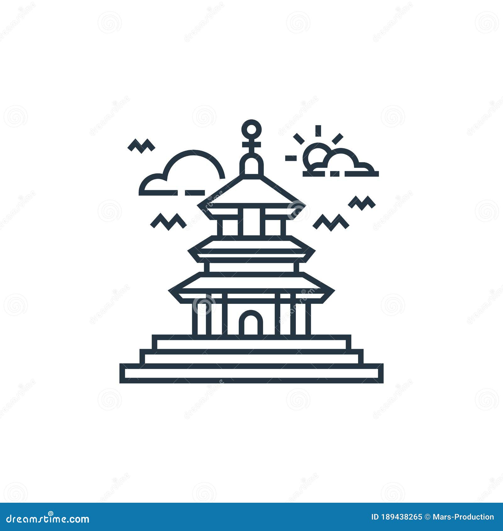 Temple Vector Icon Isolated on White Background. Outline, Thin Line ...