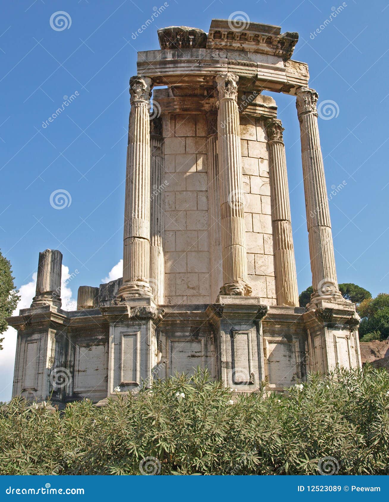 The Temple of Vesta at the Roman Forum, Rome, Italy in Summer Stock ...