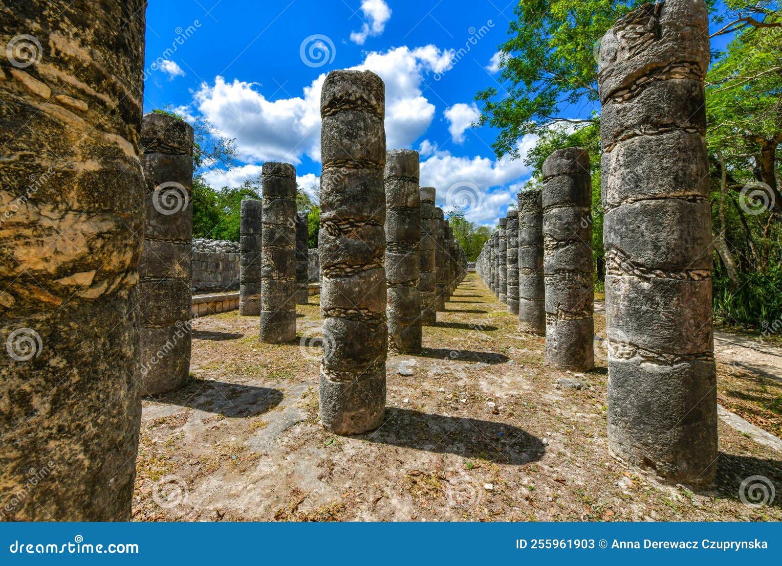 Temple of the Warriors - a Group of the Thousand Columns Stock Image ...
