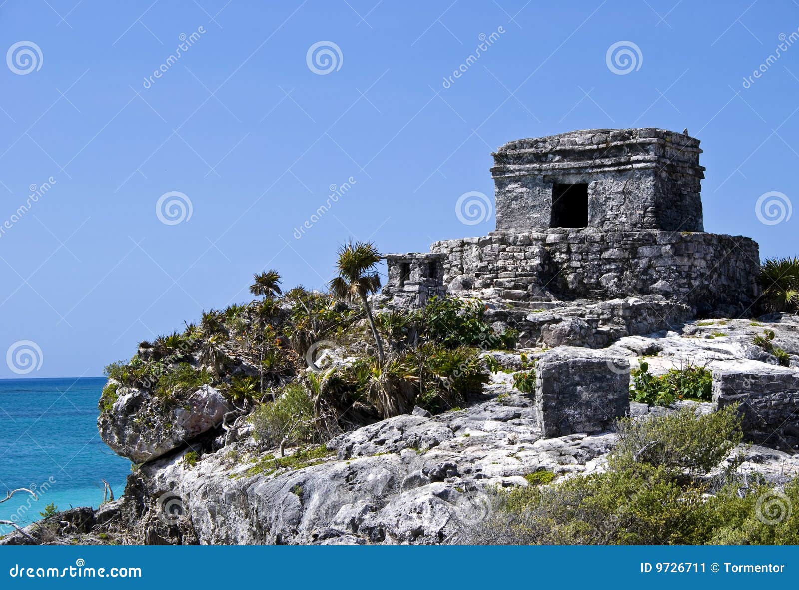 Temple of the Wind in Tulum Mexico Stock Image - Image of pyramid ...
