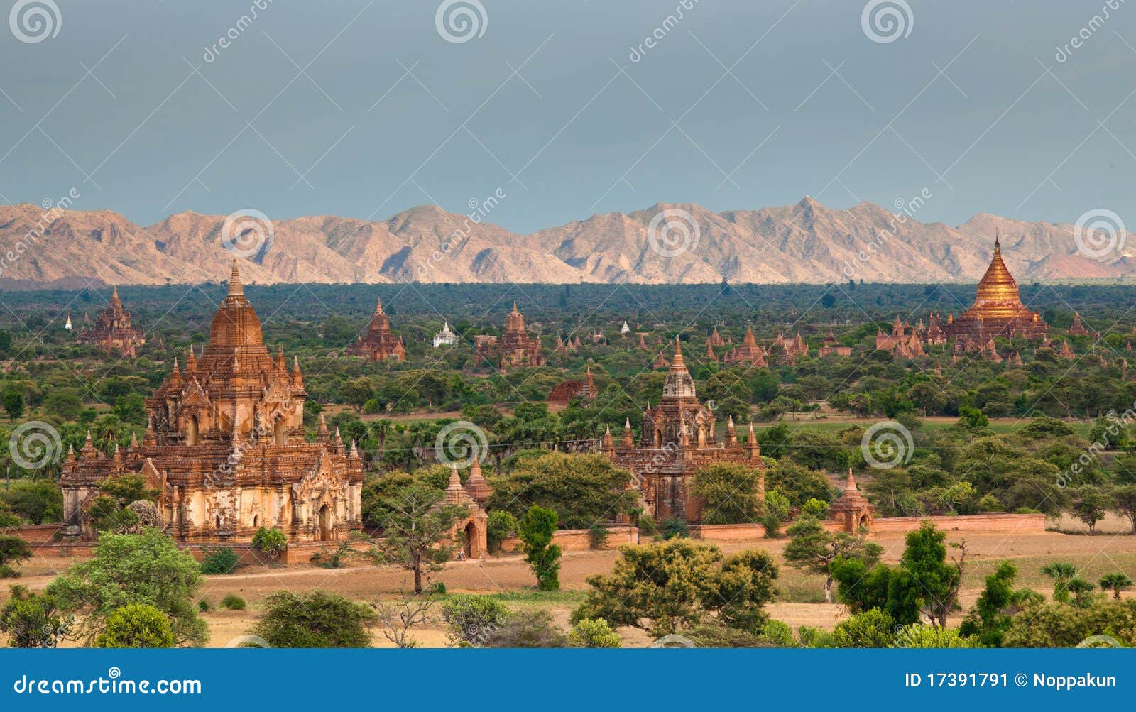 The Temples of Bagan at Sunset, Bagan, Myanmar Stock Image - Image of ...
