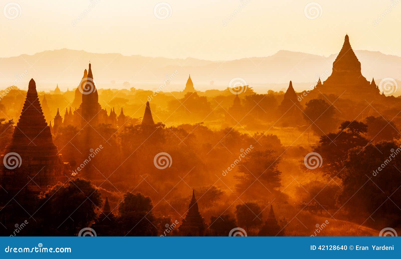 Temples of Bagan at Sunset, Burma (myanmar) Stock Photo - Image of ...