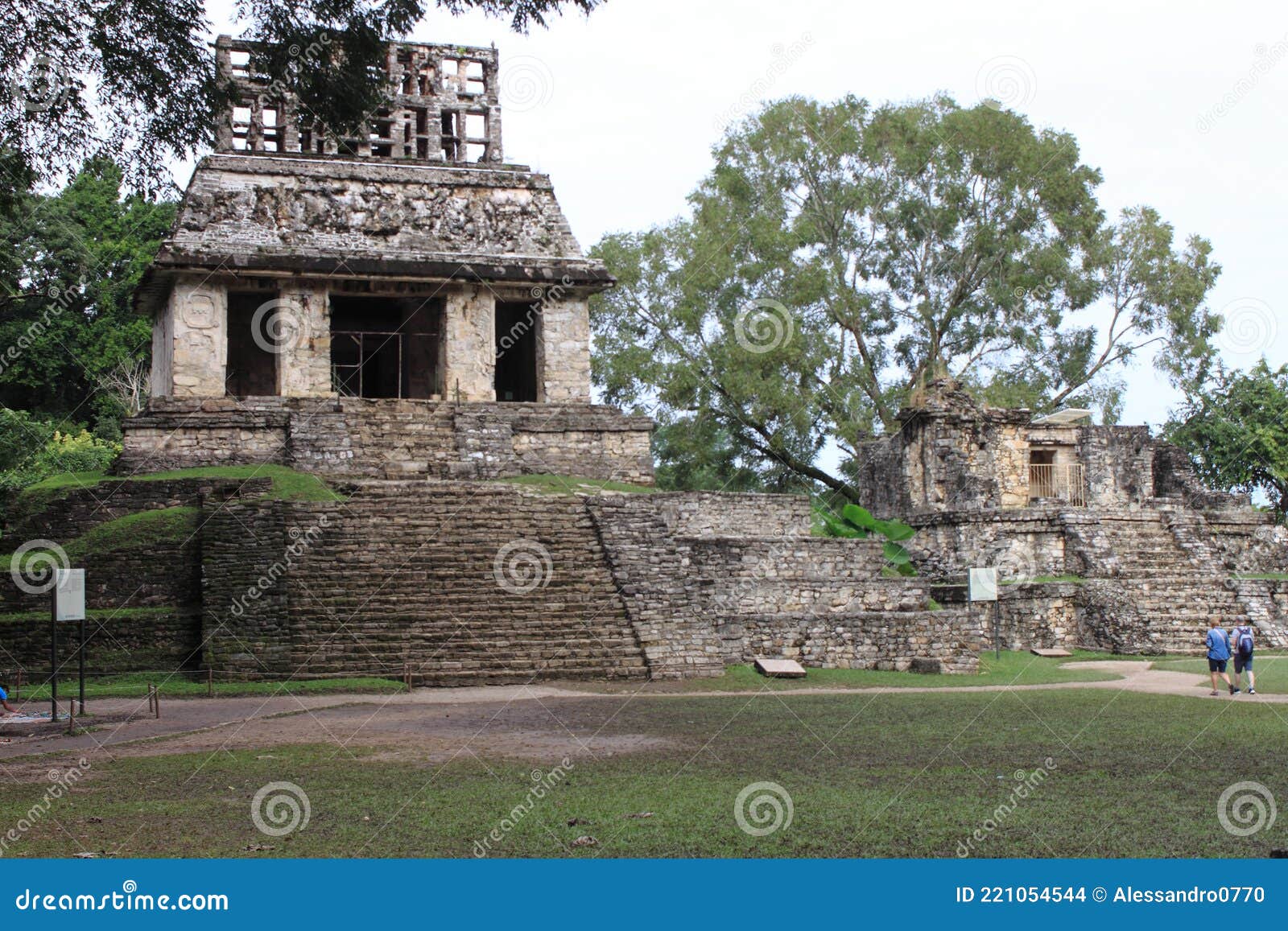 Temples Of The Cross Group At Mayan Ruins Of Palenque - Chiapas, Mexico ...