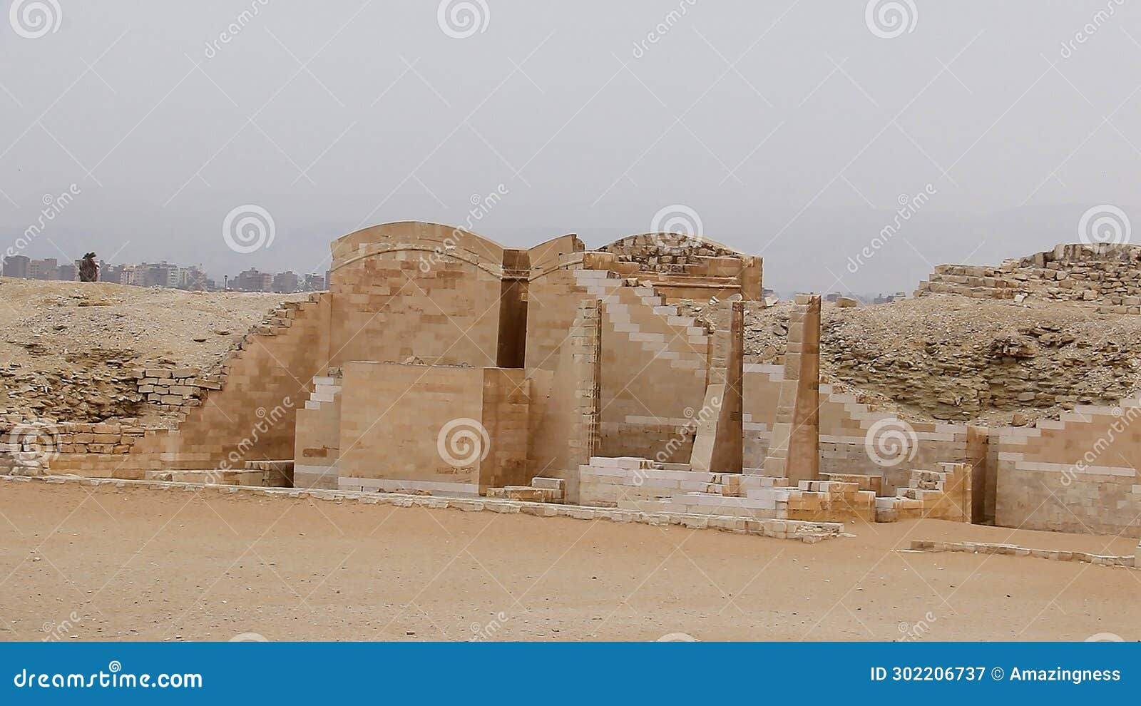 The Temples and Tombs Around the Step Pyramid in Saqqara, Egypt. Stock ...