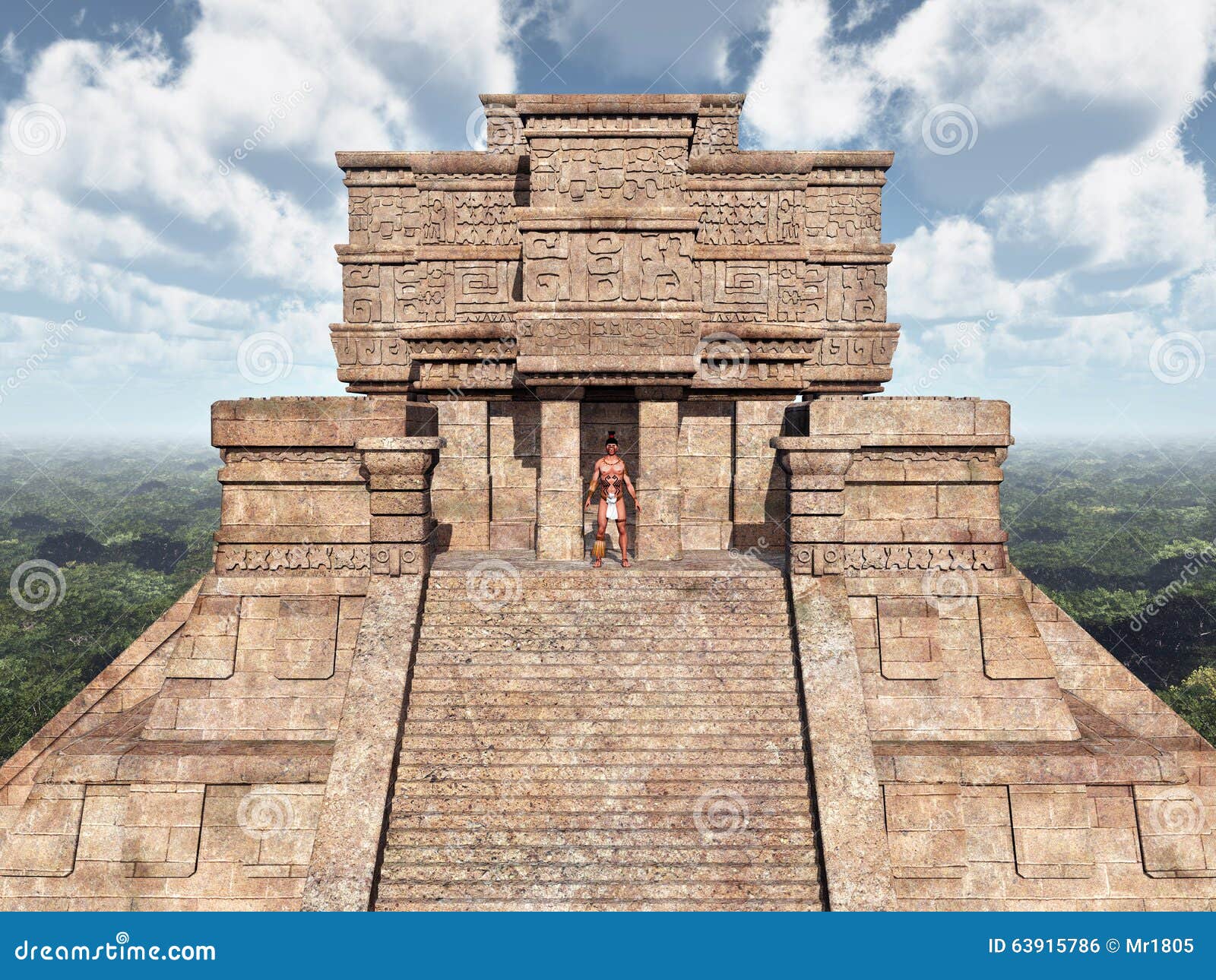 Templo maya stock de ilustración. Ilustración de bosque - 63915786