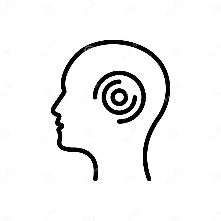 Black Line Icon for Temporal, Brain and Migraine Stock Vector ...