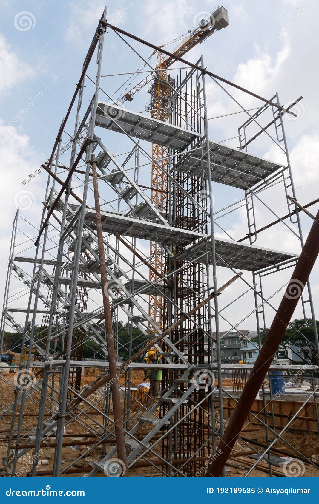 Temporary Access and Metal Staircase Made from Staging, Scaffolding and ...