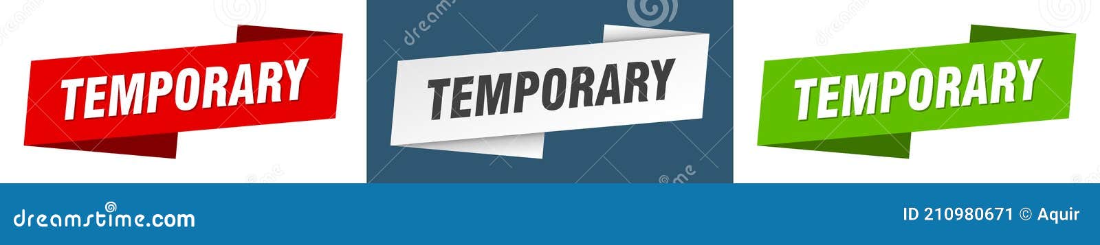 Temporary Banner. Temporary Ribbon Label Sign Set Stock Vector ...