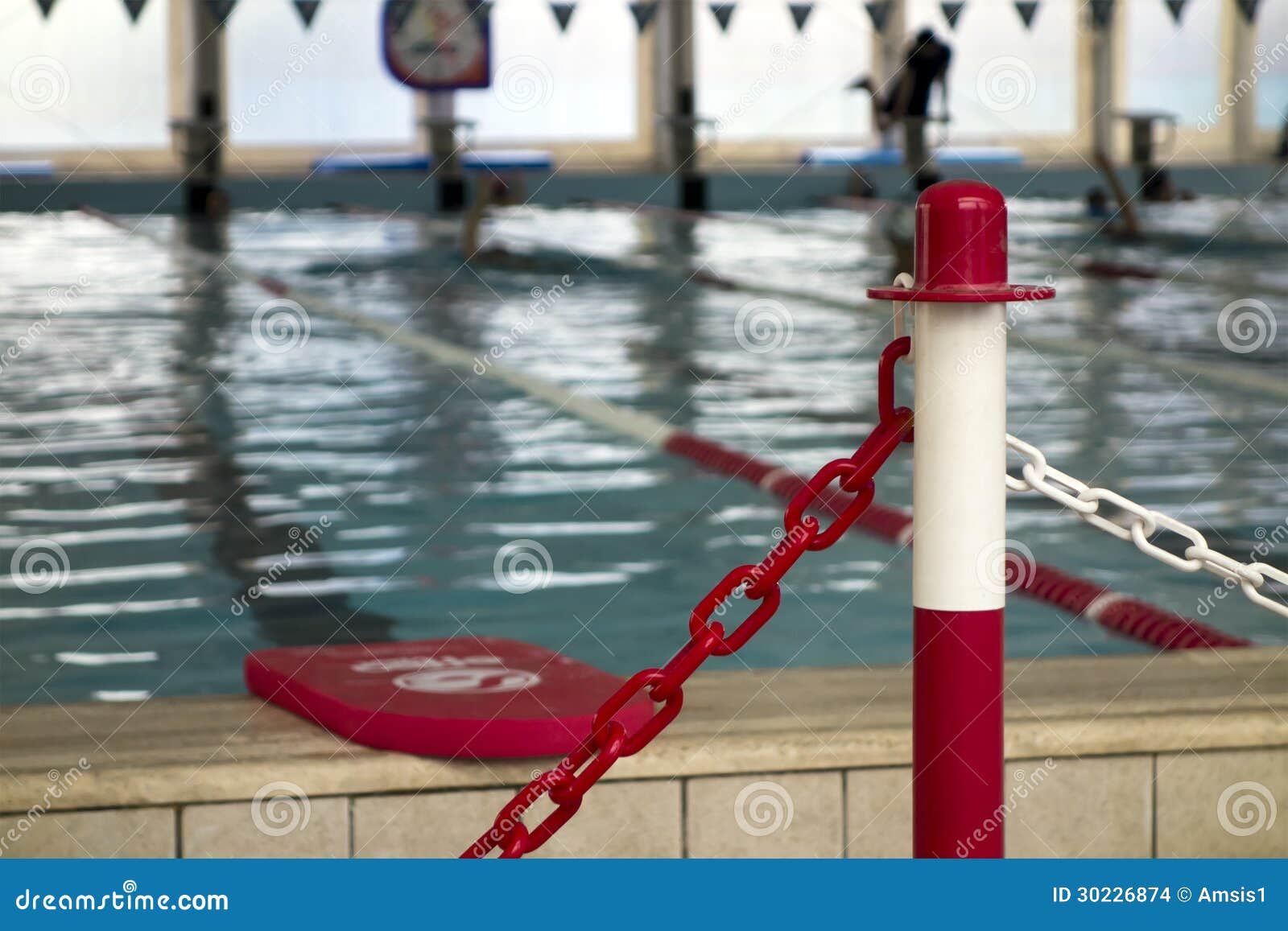 PLASTIC POST with SECURITY CHAIN in SWIMMING POOL Stock Photo - Image ...