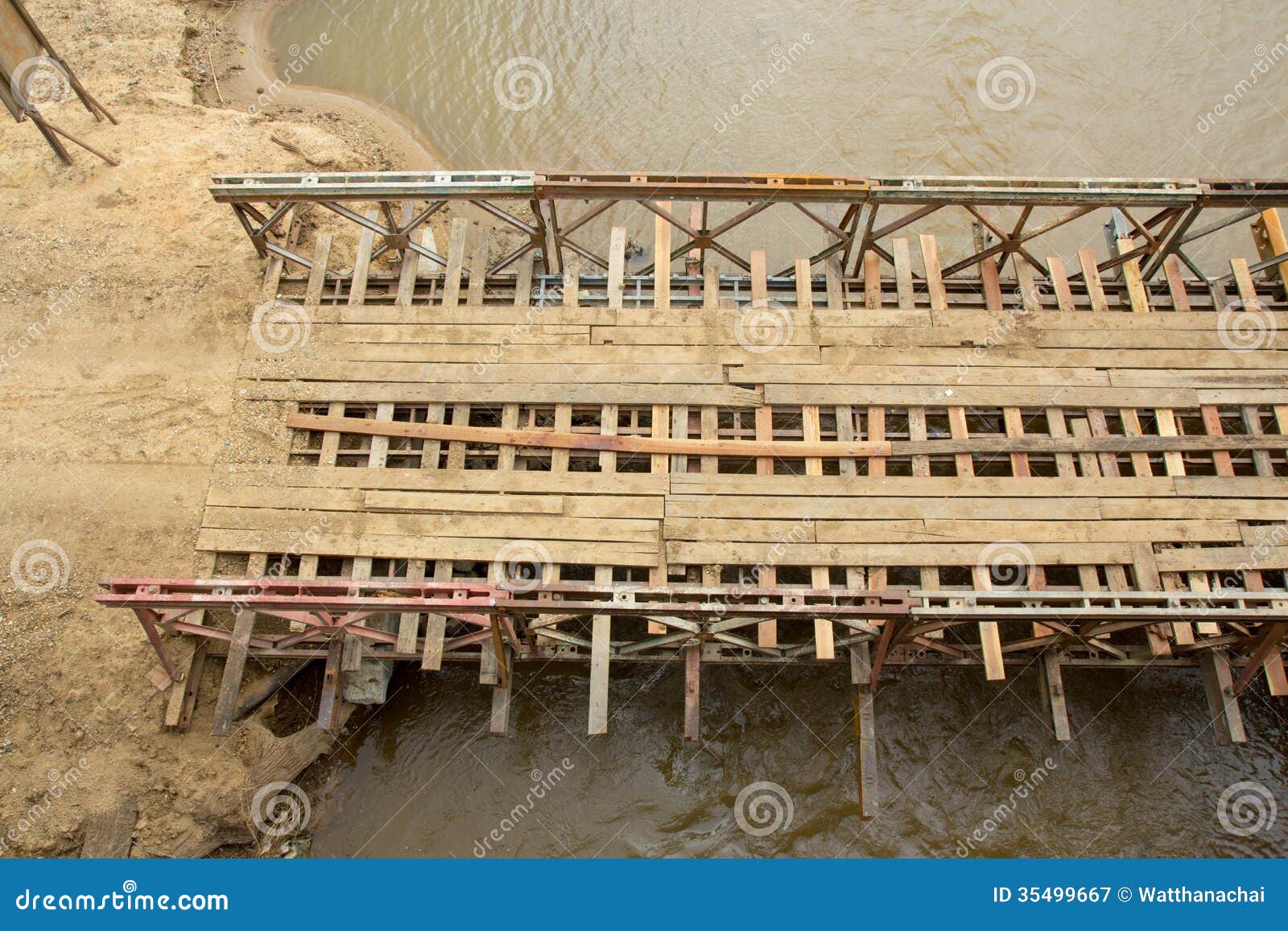Temporary Bridge For Pedestrians Across The Stream. Footbridge Of ...
