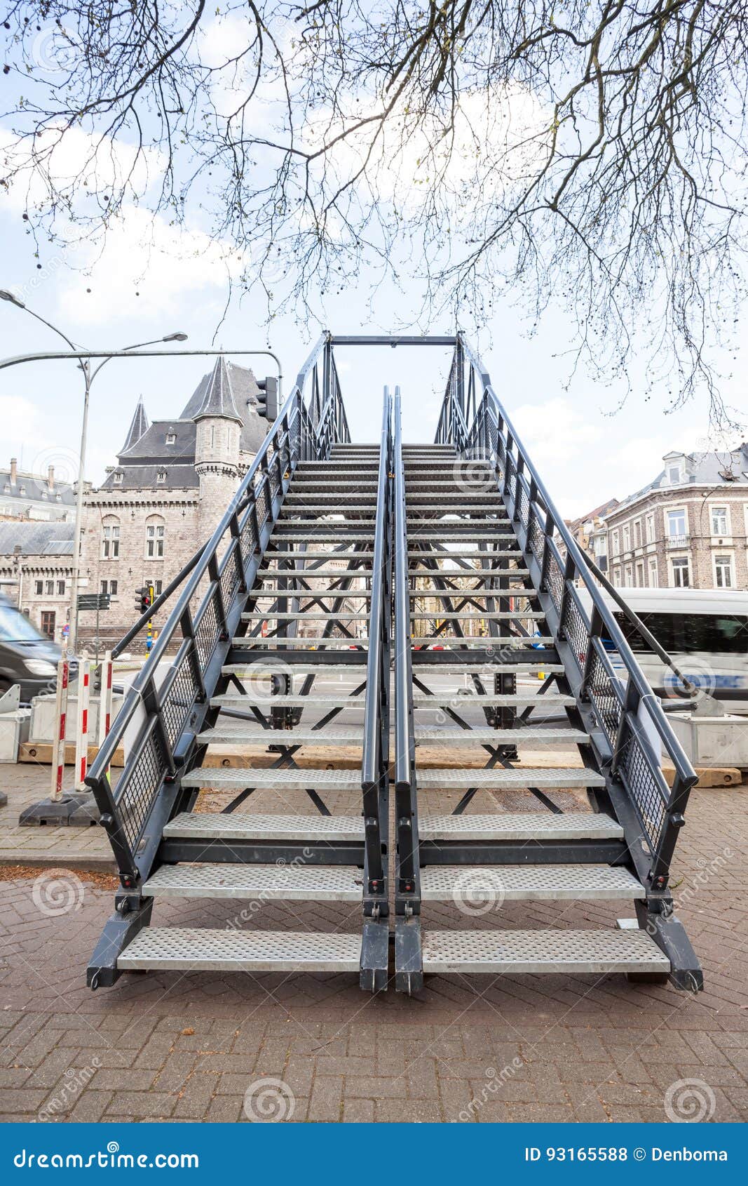 Temporary Bridge For Pedestrians Across The Stream. Footbridge Of ...
