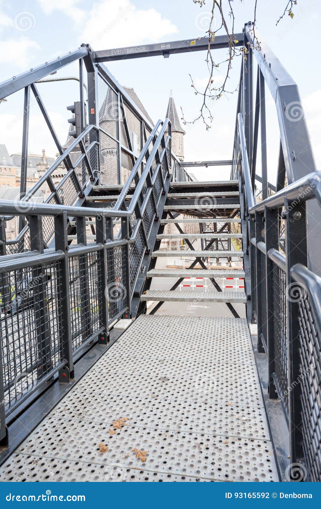Temporary Bridge For Pedestrians Across The Stream. Footbridge Of ...