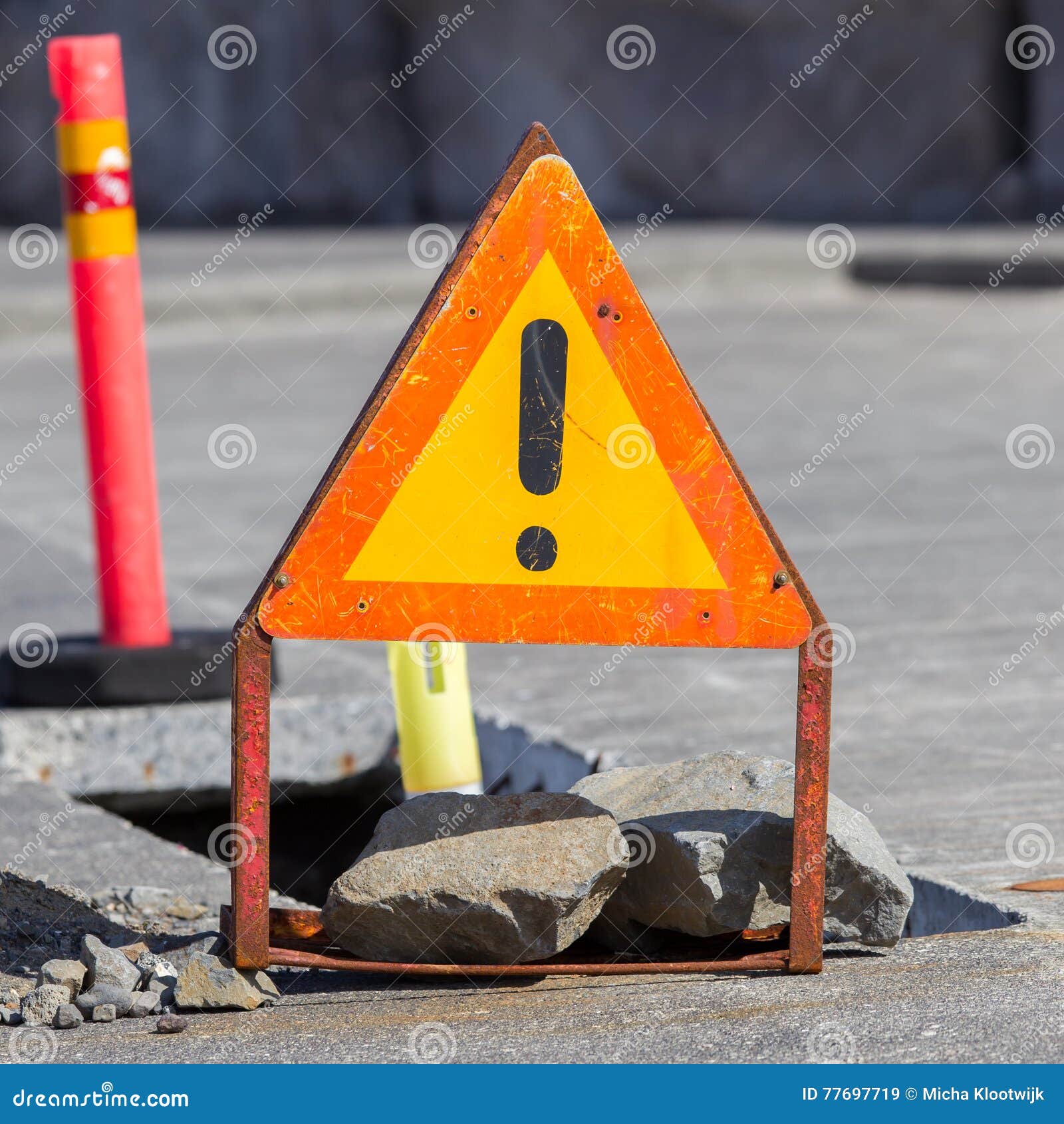 Temporary Construction Sign Stock Image - Image of progress, caution ...
