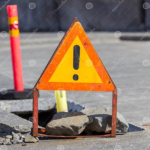 Temporary Construction Sign Stock Image - Image of progress, caution ...