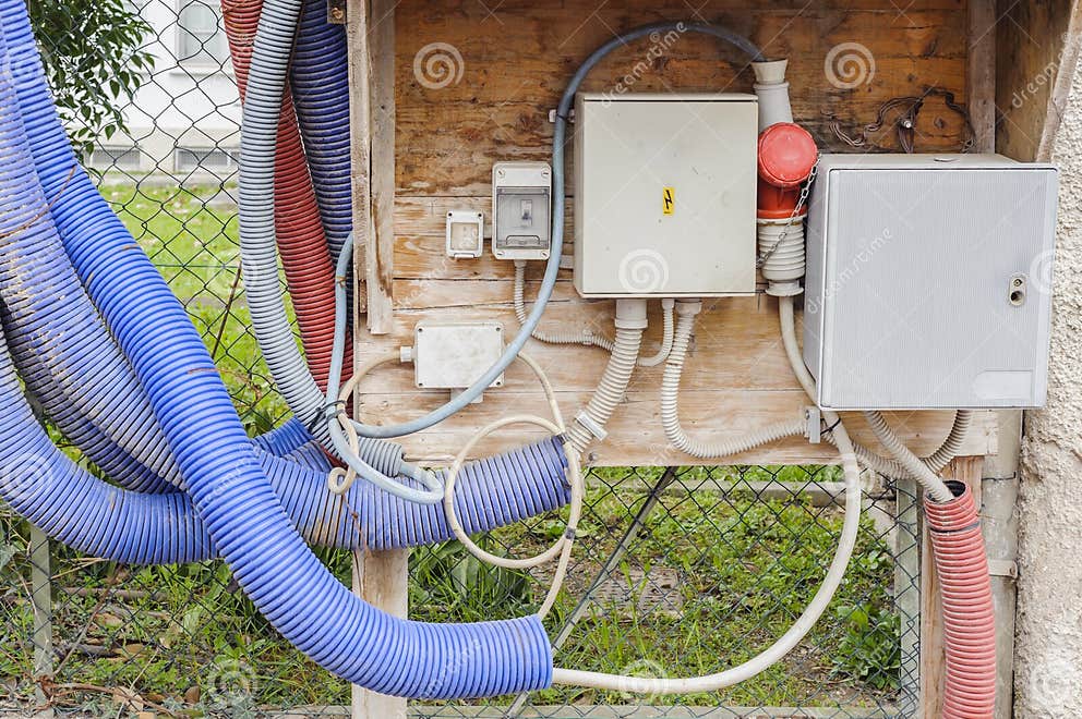 Temporary Electrical Panel on a Building Site Stock Photo - Image of ...