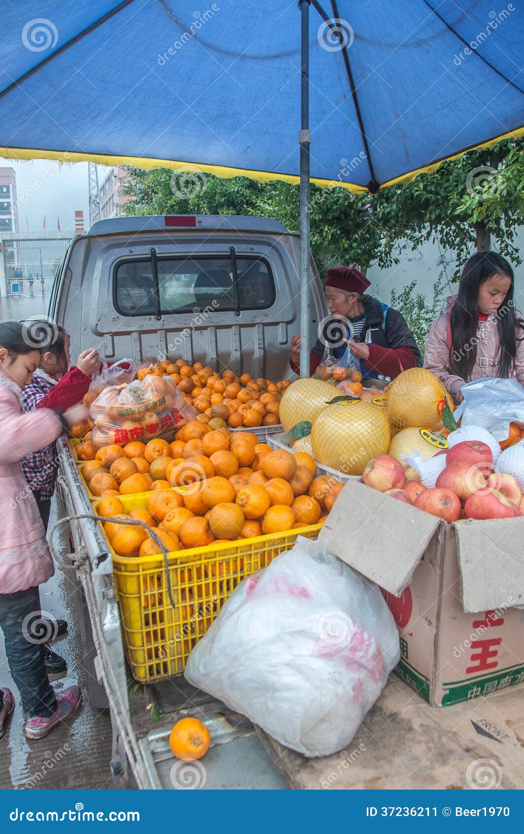 Temporary fruit stand editorial photo. Image of crate - 37236211