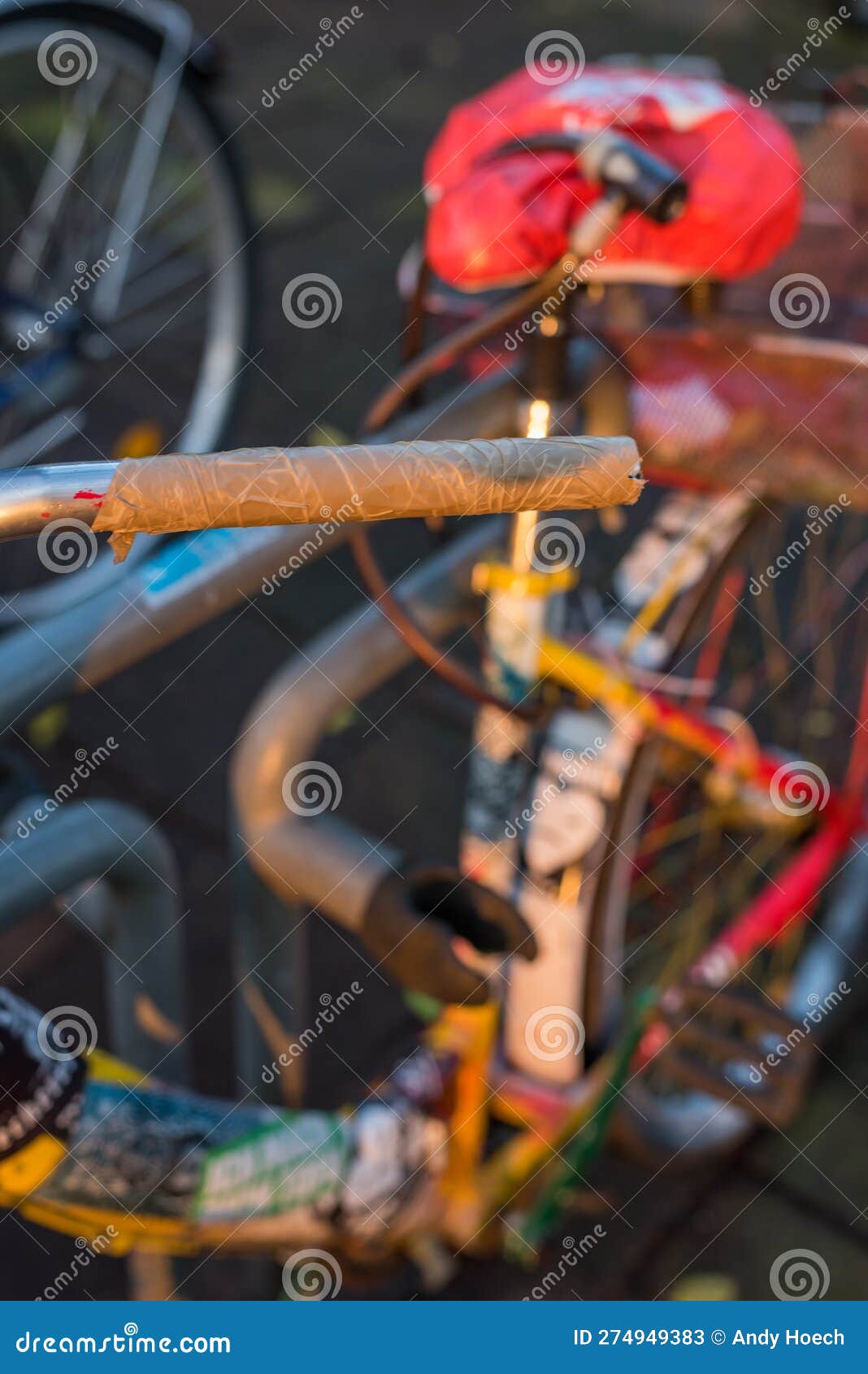 Temporary Handle on the Handlebar of a Worn Bike Stock Image - Image of ...