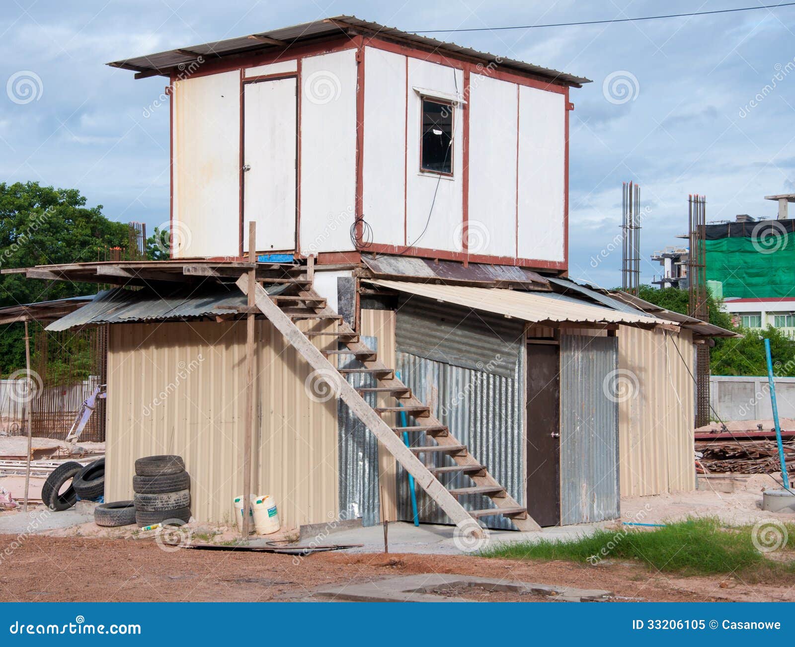 Temporary Houses for Worker Near Construction Place Stock Image - Image ...