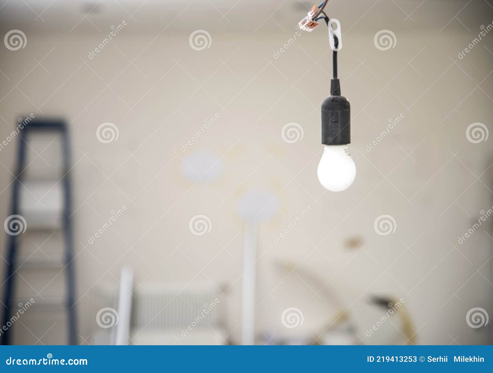 Temporary Light at Construction Site, Hanging from the Ceiling ...