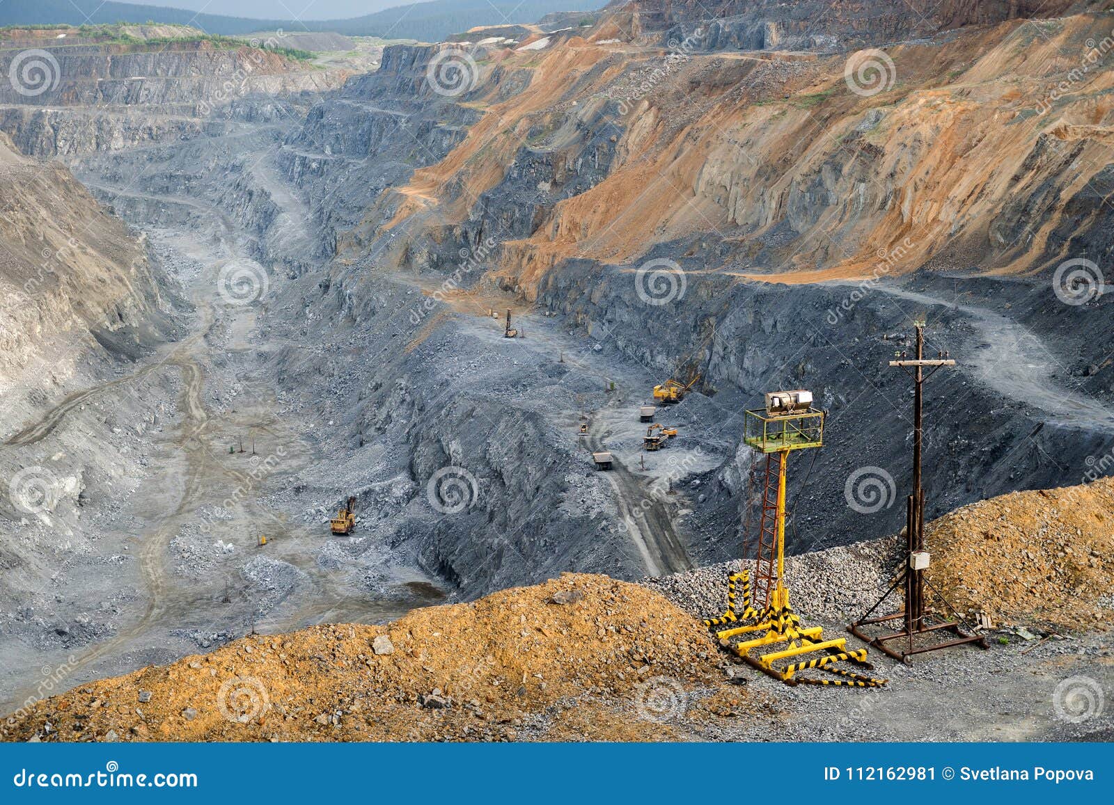 Temporary Lighting Against the Backdrop of a Open-pit Mine. Stock Image ...