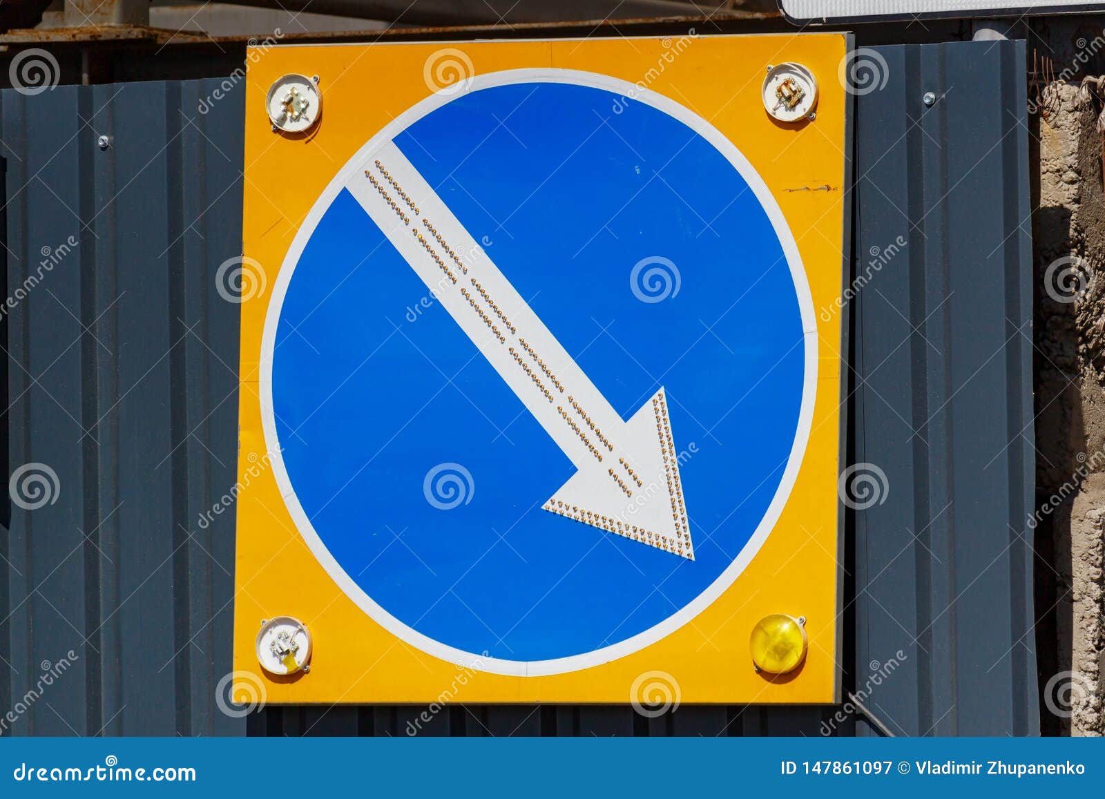 Temporary Road Sign with Arrow Indicating the Direction of Detour ...