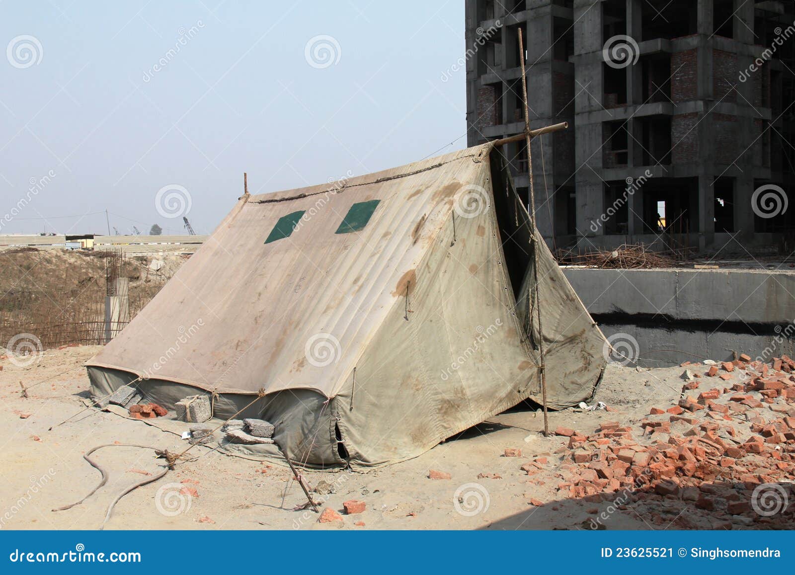 A Temporary Shelter/tent Under Construction Site Stock Image - Image of ...