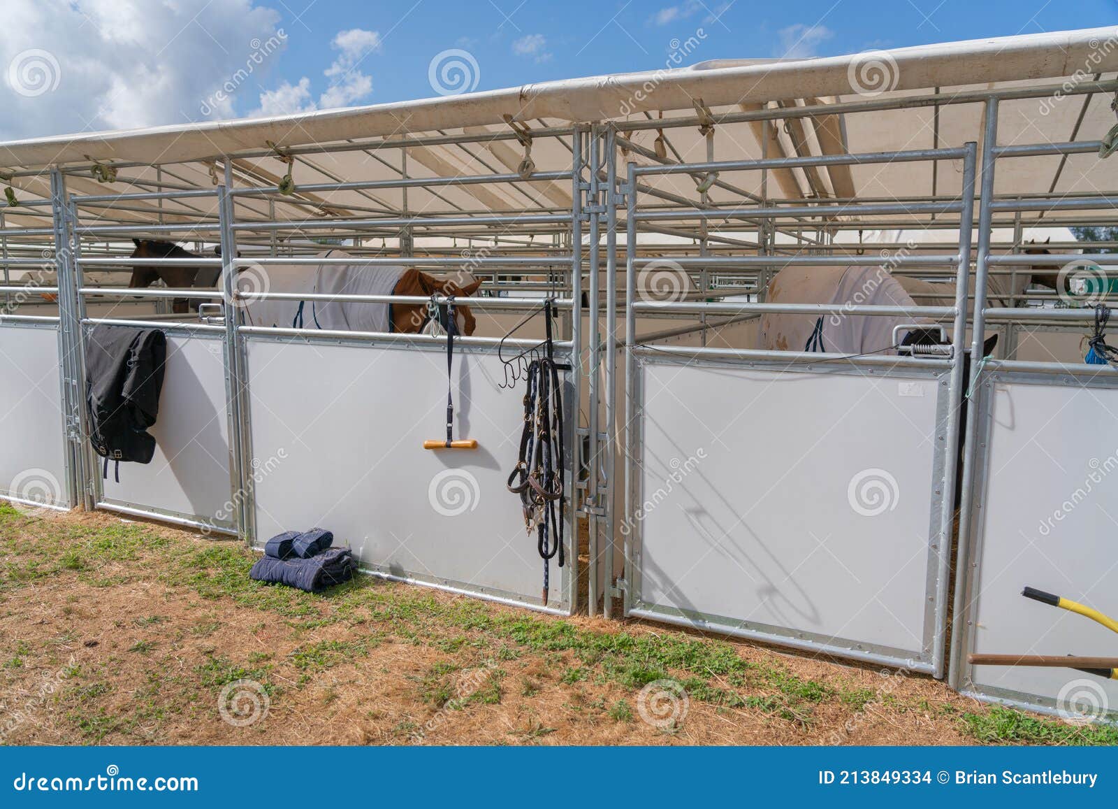 Temporary Stables for Horses Stock Photo - Image of exterior, stables ...