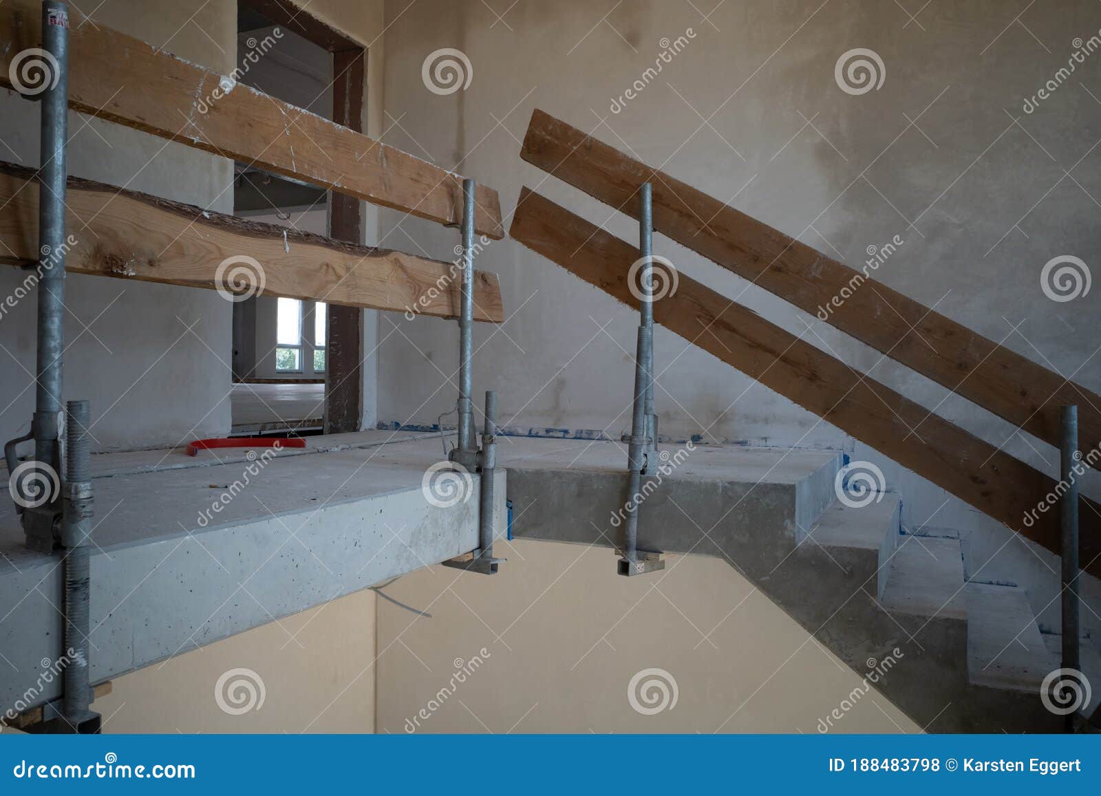 Temporary Stair Railing Is Built On A Construction Site Royalty-Free ...