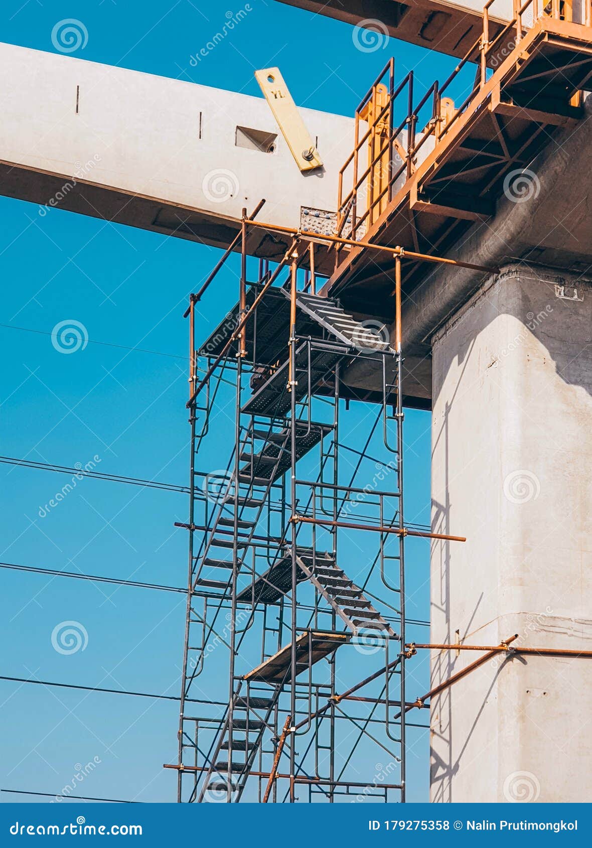 The Temporary Staircase Was Built for the Construction with Prevent ...