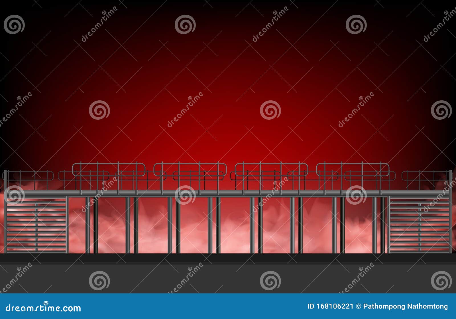 Steel Frame Structure with Red Smoke and Fire Stock Illustration ...