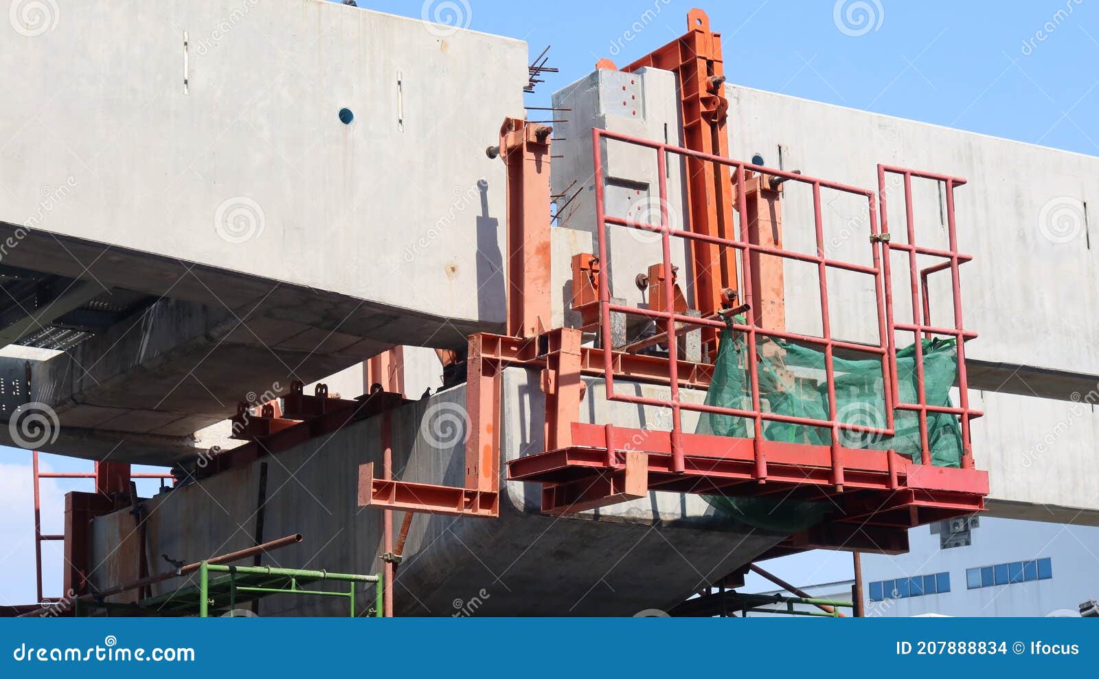 Temporary Steel Structure between Elevated Beams Stock Photo - Image of ...