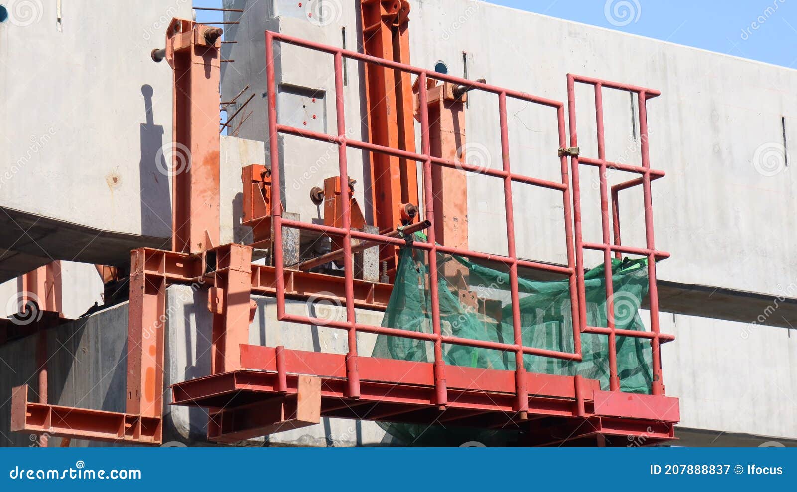 Temporary Steel Structure between Elevated Beams Stock Image - Image of ...
