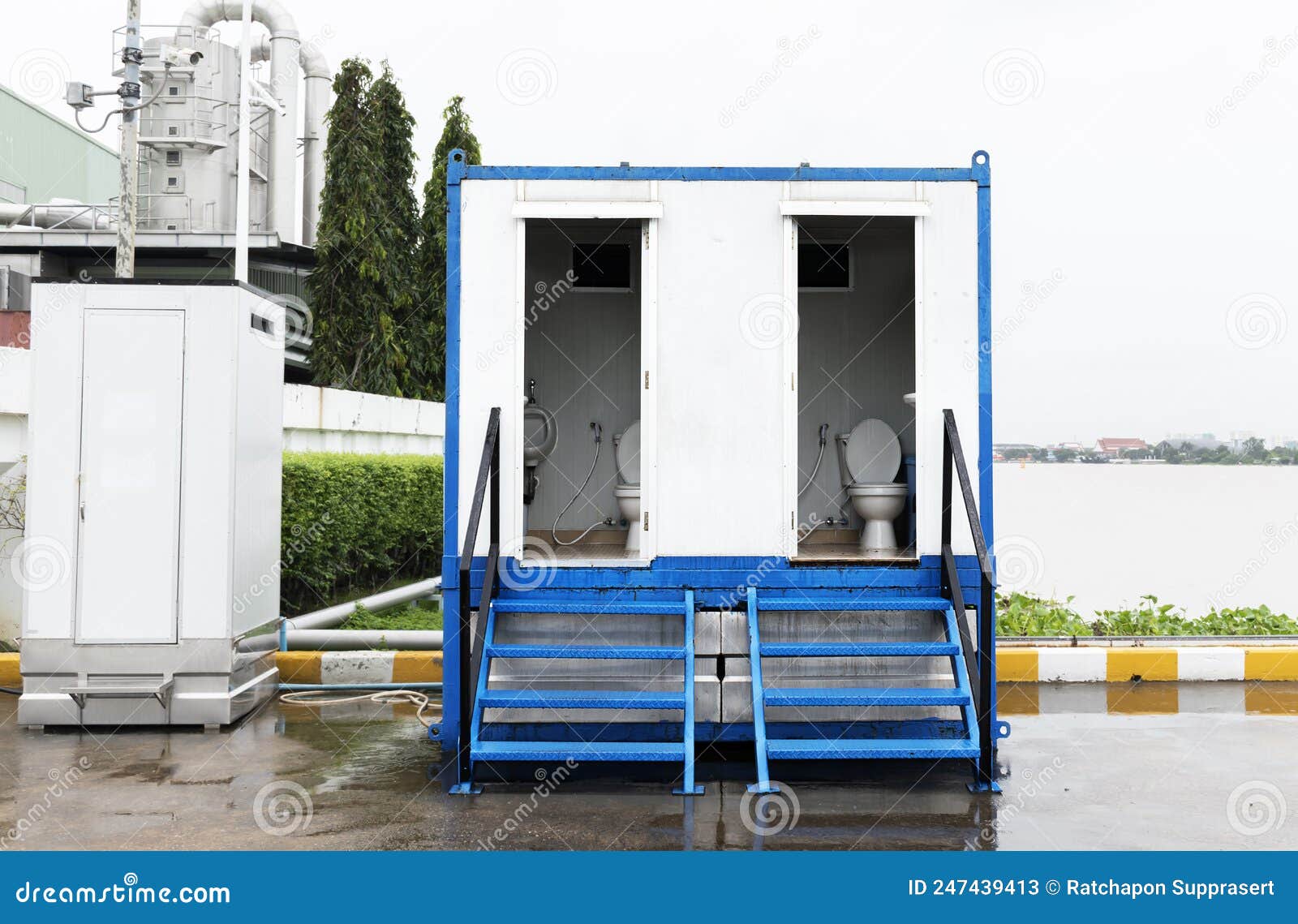 Temporary Toilet in Construction Site Stock Image - Image of lavatory ...