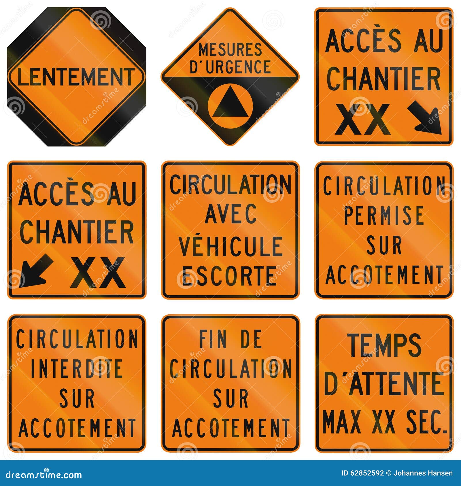 Temporary Warning Signs in Quebec - Canada Stock Illustration ...