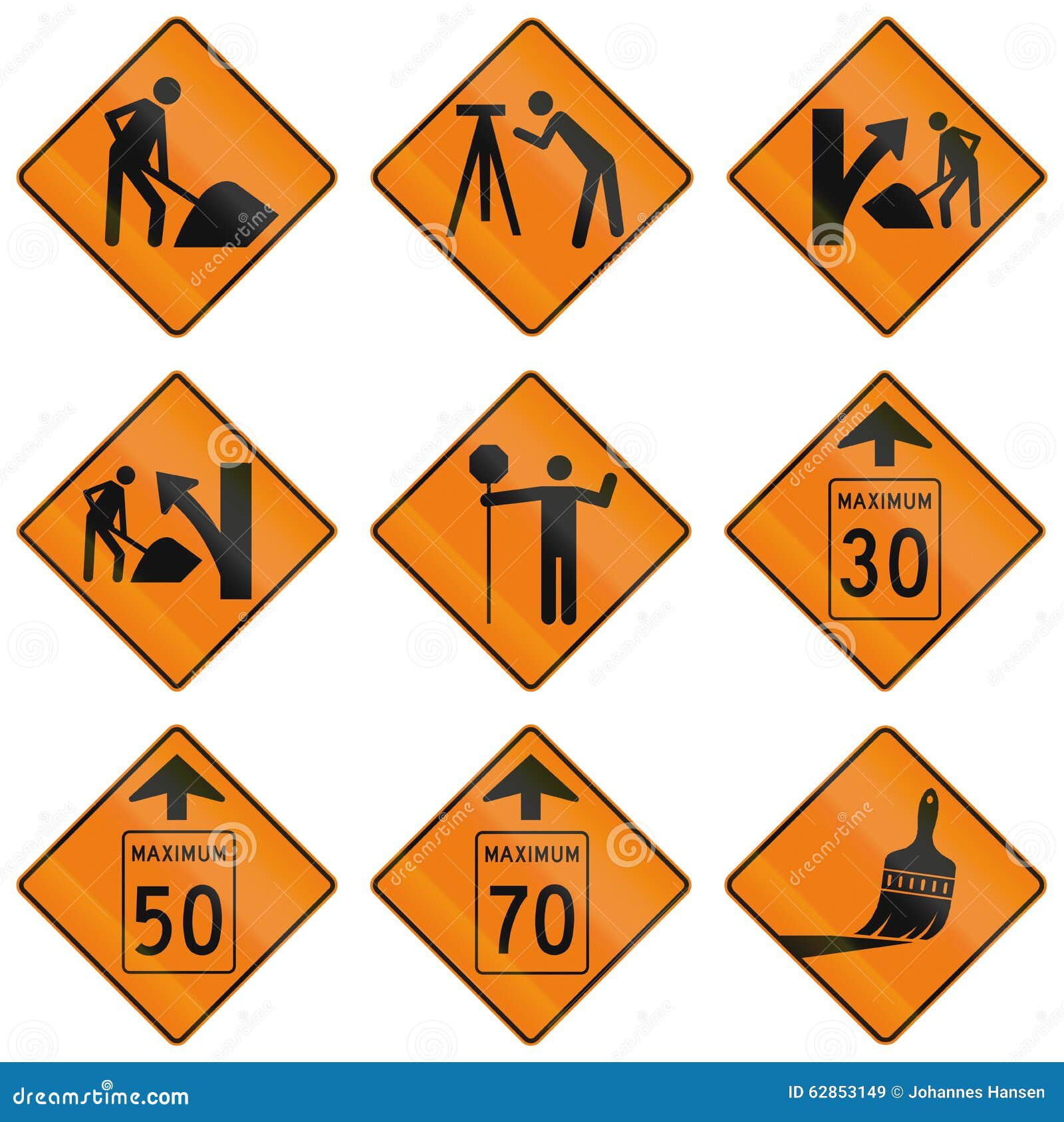 Temporary Warning Signs in Quebec - Canada Stock Illustration ...