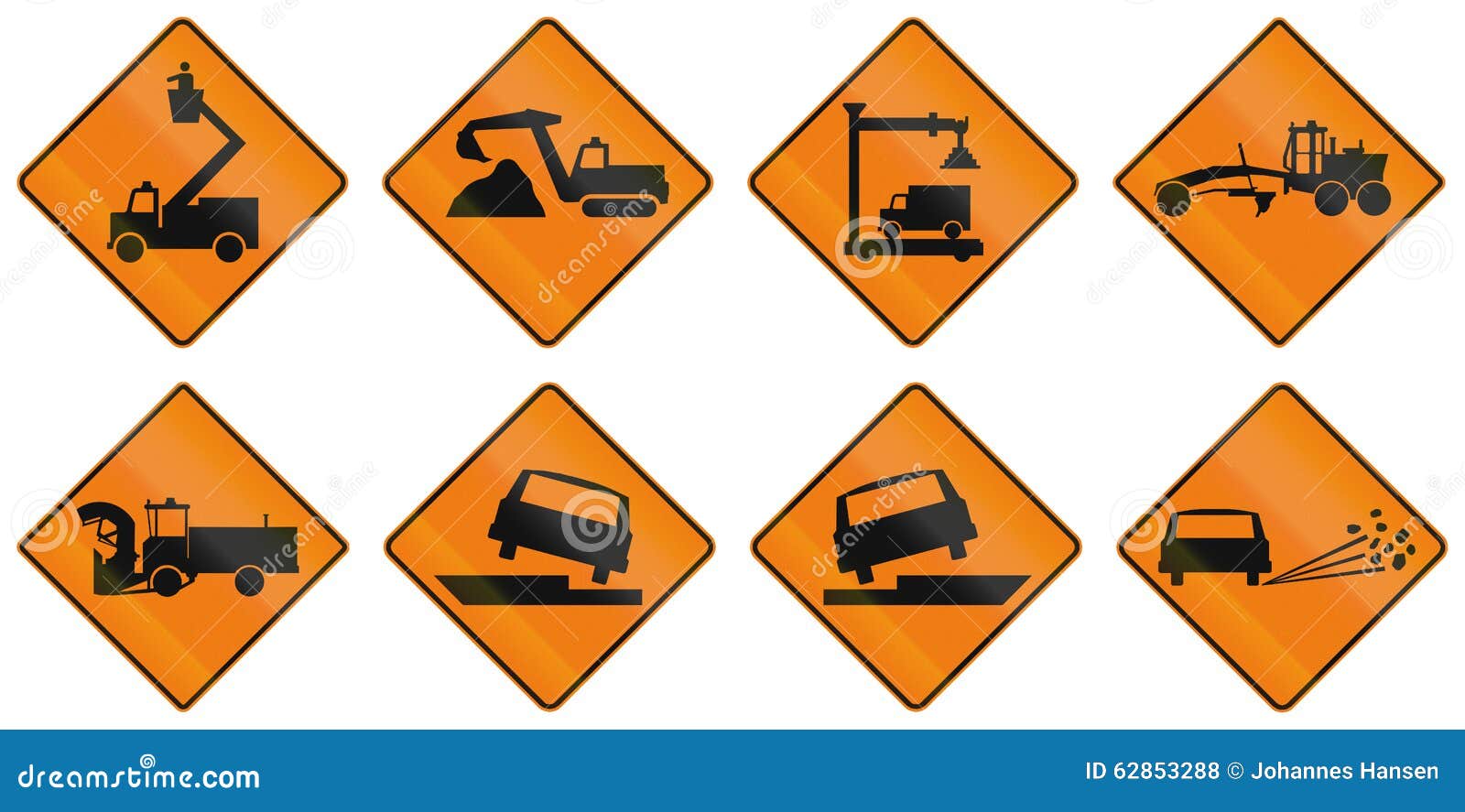 Temporary Warning Signs in Quebec - Canada Stock Illustration ...