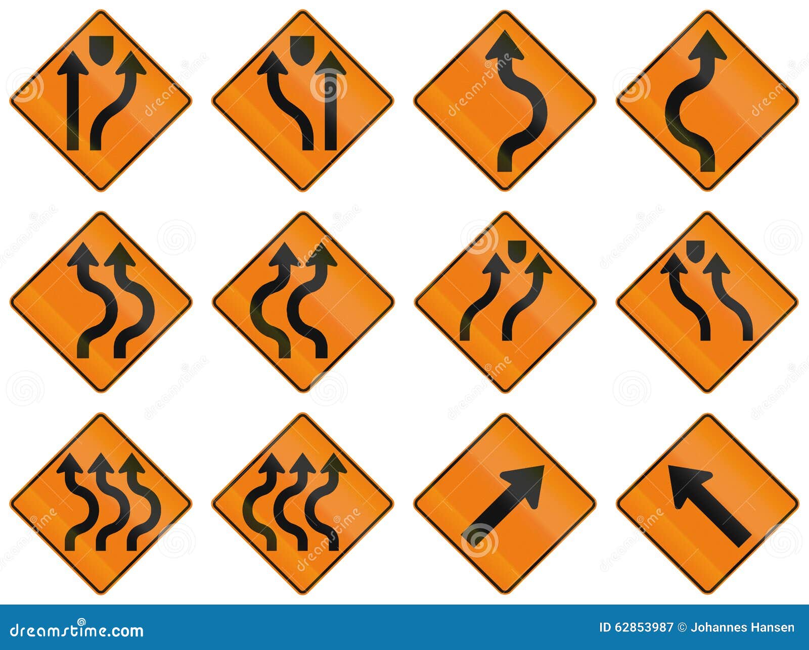 Temporary Warning Signs in Quebec - Canada Stock Illustration ...