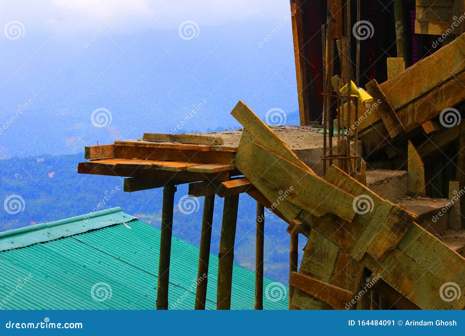Temporary Wooden Plank Stairs and Steps Made at a Construction Site ...