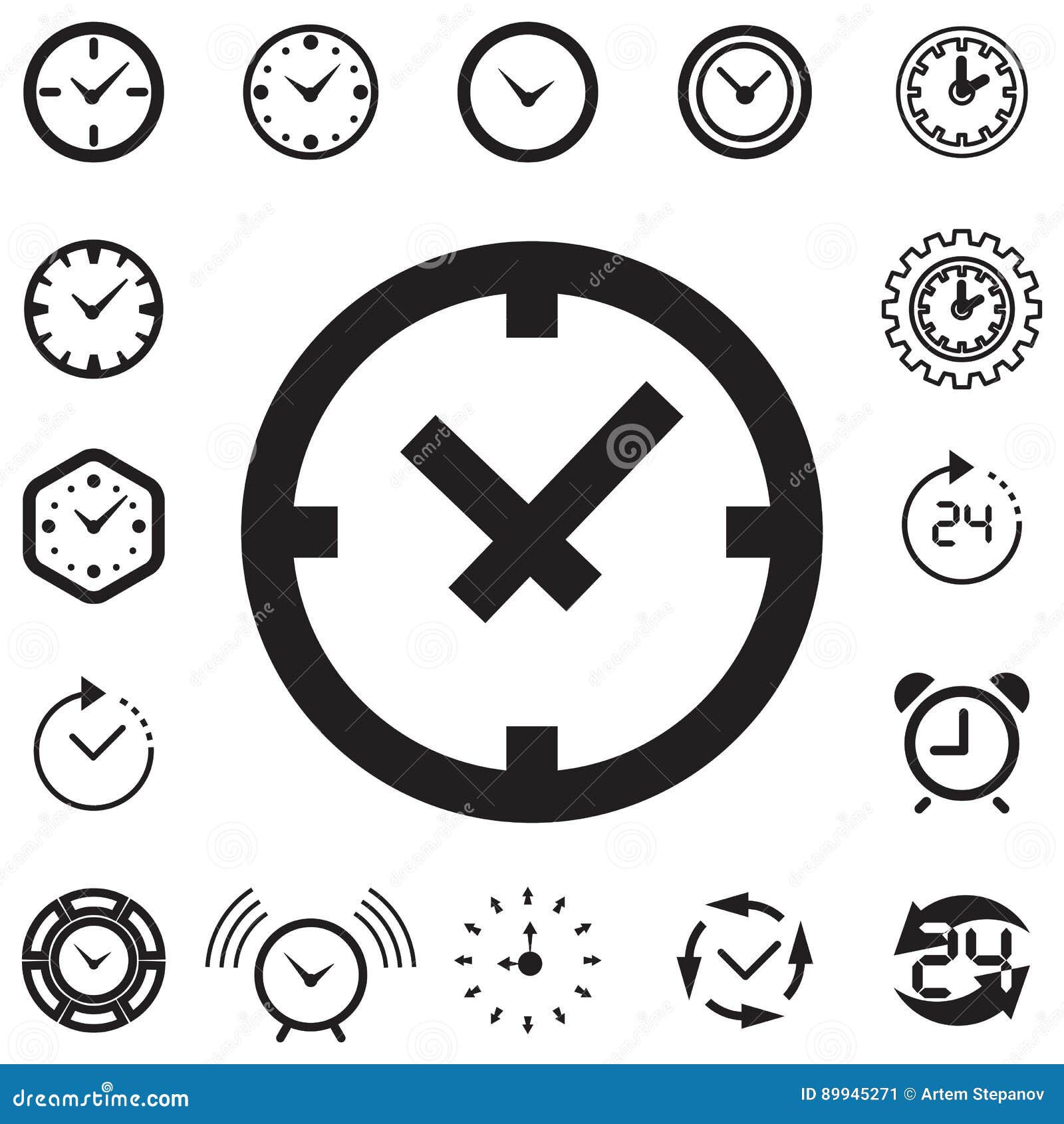 Temps Ou Icône D'horloge D'isolement Illustration de Vecteur ...