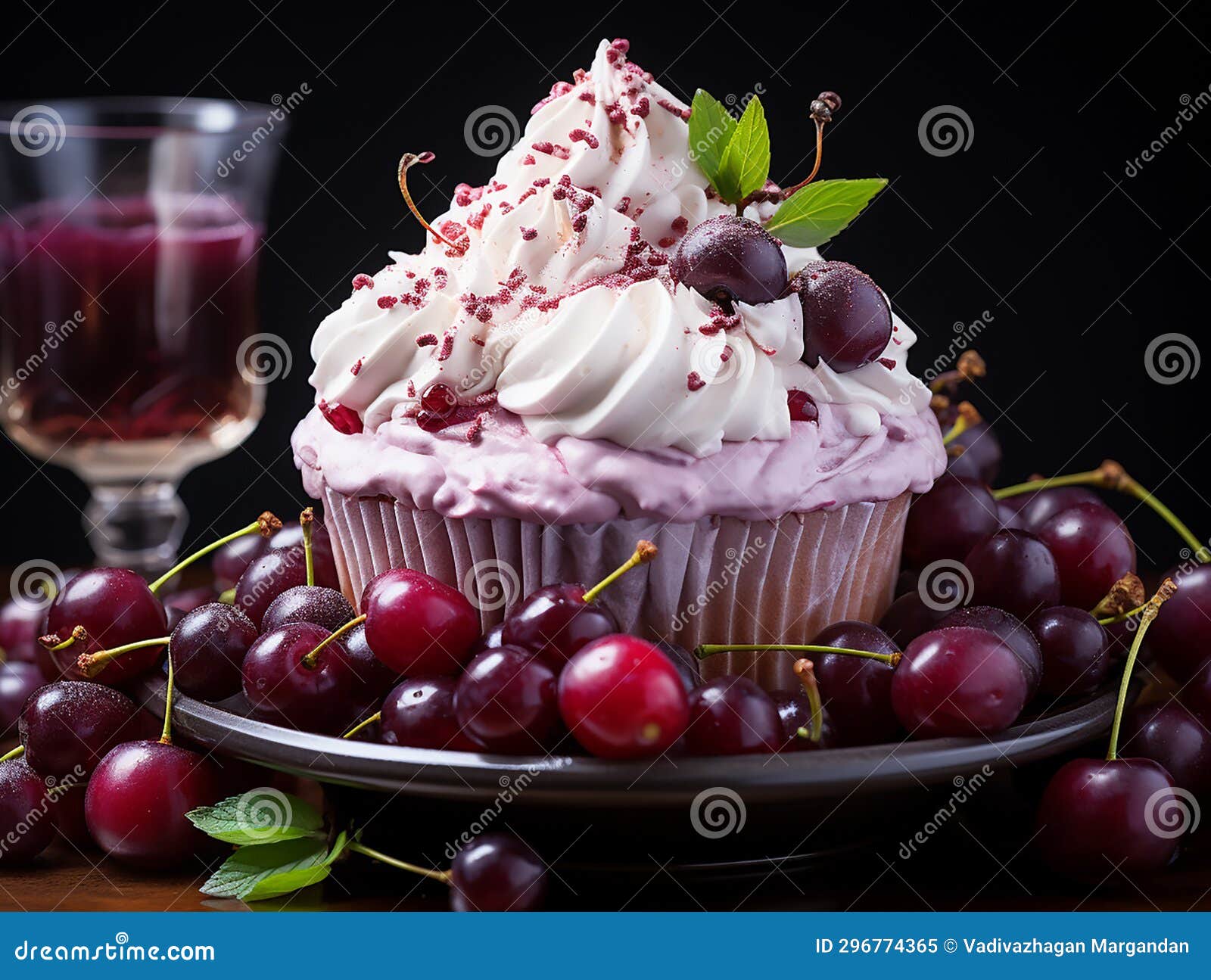 Cherry Cupcakes Tempting Display Stock Illustration - Illustration of ...