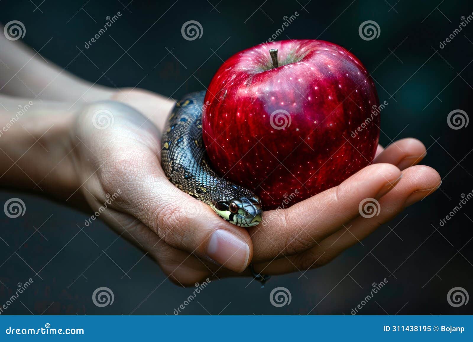 The Temptation. Snake And Red Apple. AI Generated Royalty-Free Stock ...
