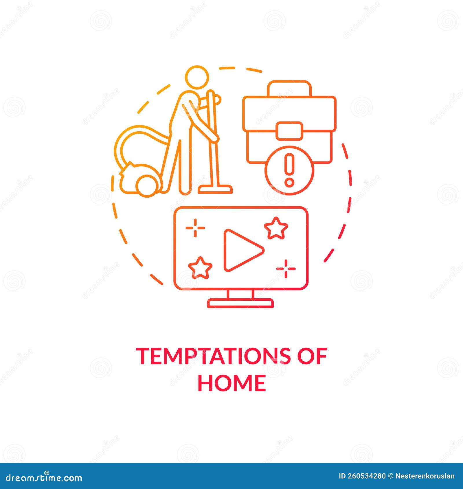 Temptations of Home Red Gradient Concept Icon Stock Vector ...