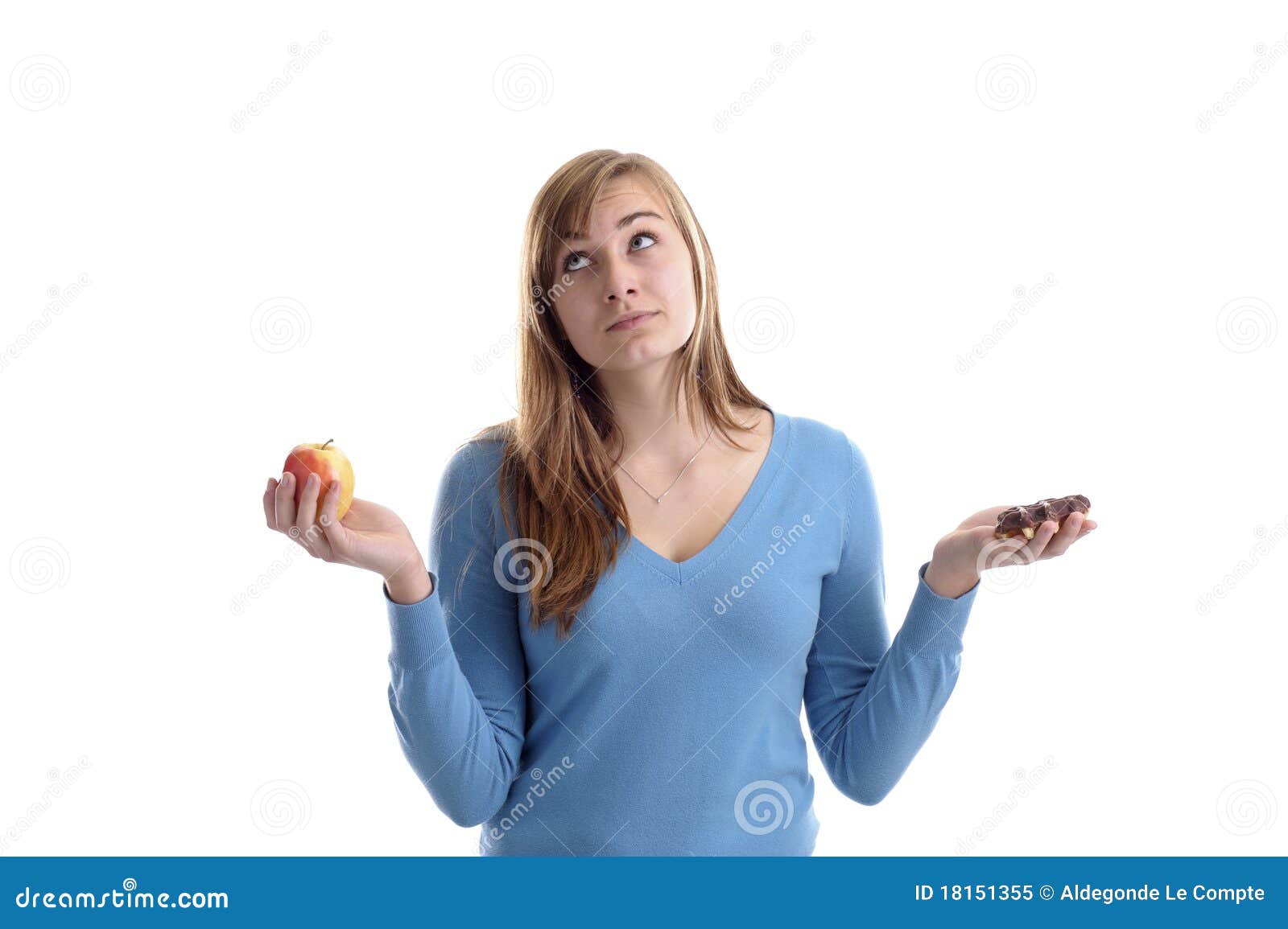 Tempted between Junk and Healthy Food Stock Image - Image of young ...