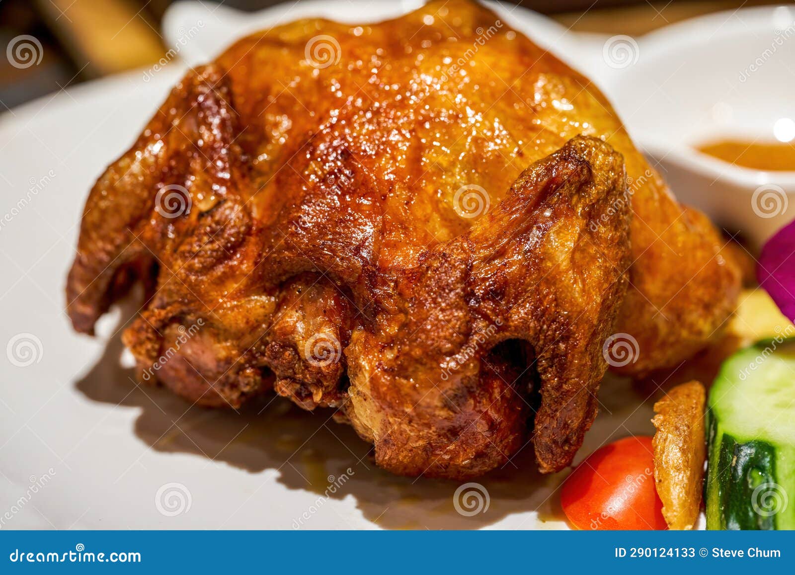 A Tempting Roasted Crispy Whole Chicken Stock Image - Image of produce ...