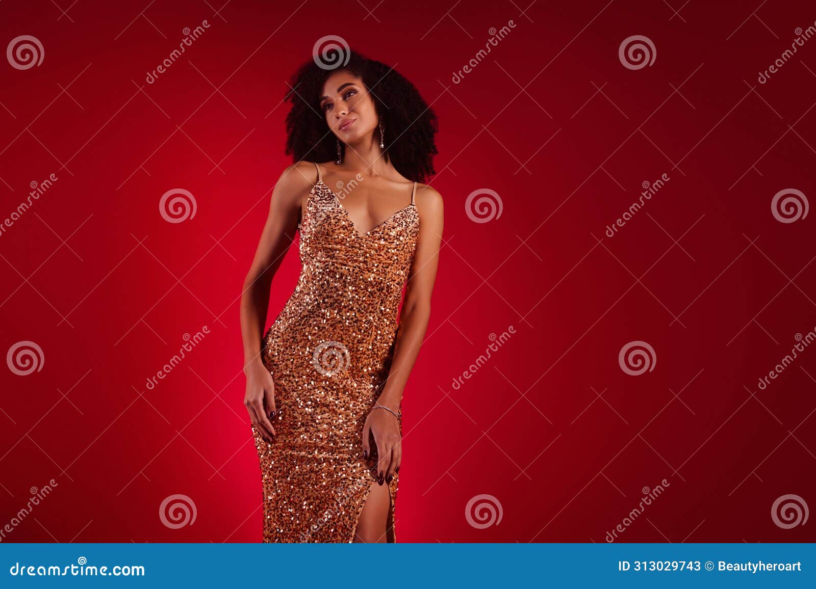 Tempting Slim Lady Wear Dress Enjoying Choosing New Glamour Look